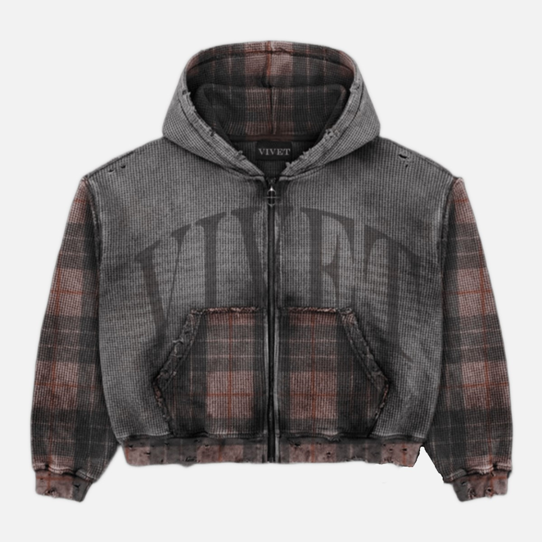 VIVET Layered Zip Hoodie – Ash Pink