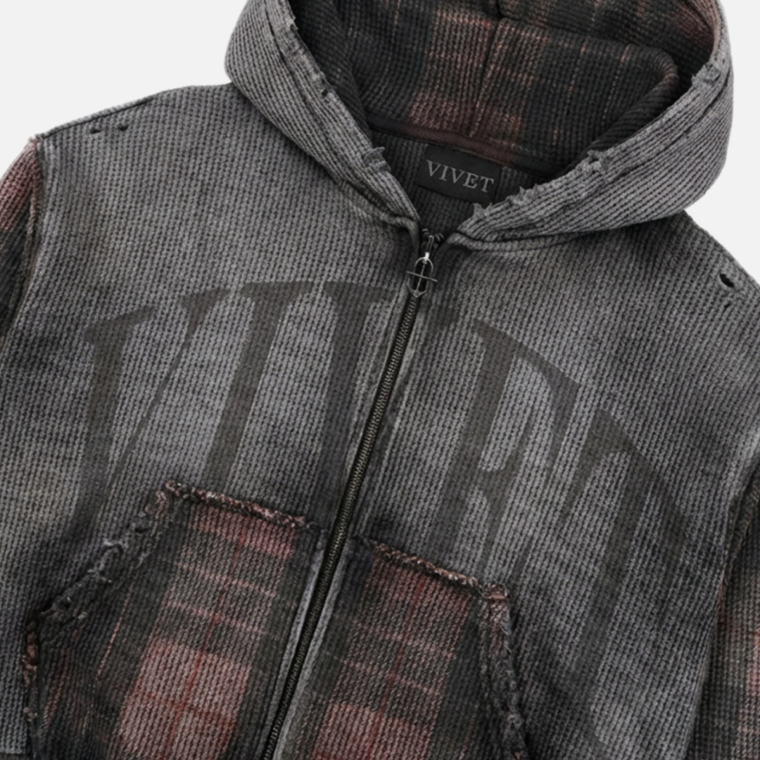 VIVET Layered Zip Hoodie – Ash Pink